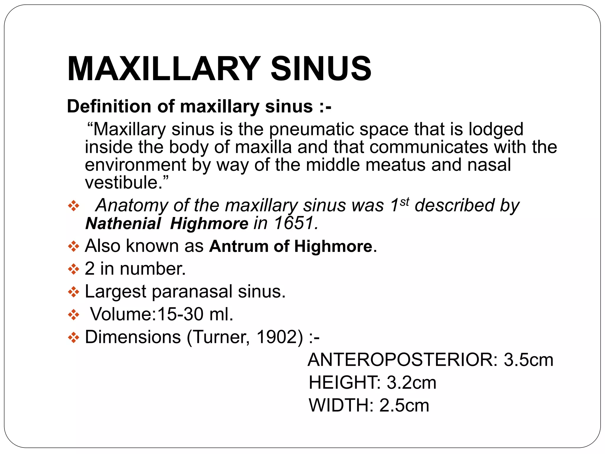 Maxillary sinus presentation | PPTX