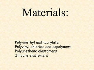 MAXILLOFACIAL MATERIALS.ppt on dental materials | PPT