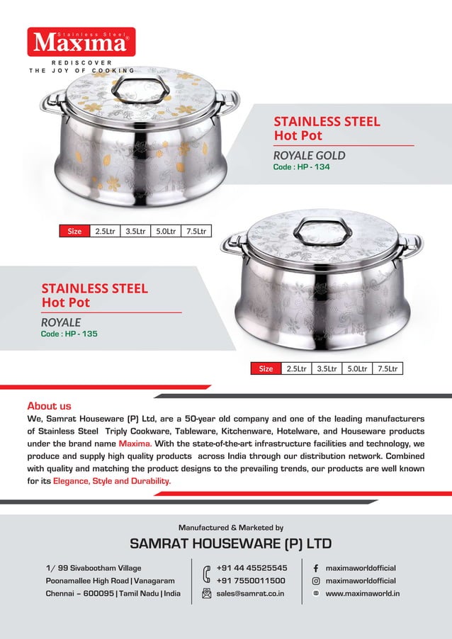 Maxima's Finest Collection of Innovative Cookware | PDF