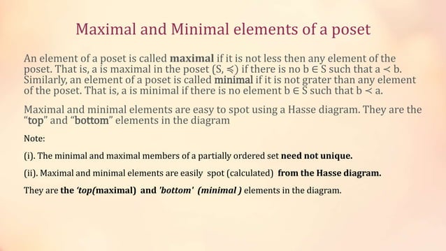 Maximal and minimal elements of poset.pptx | Educational Assessment | Education