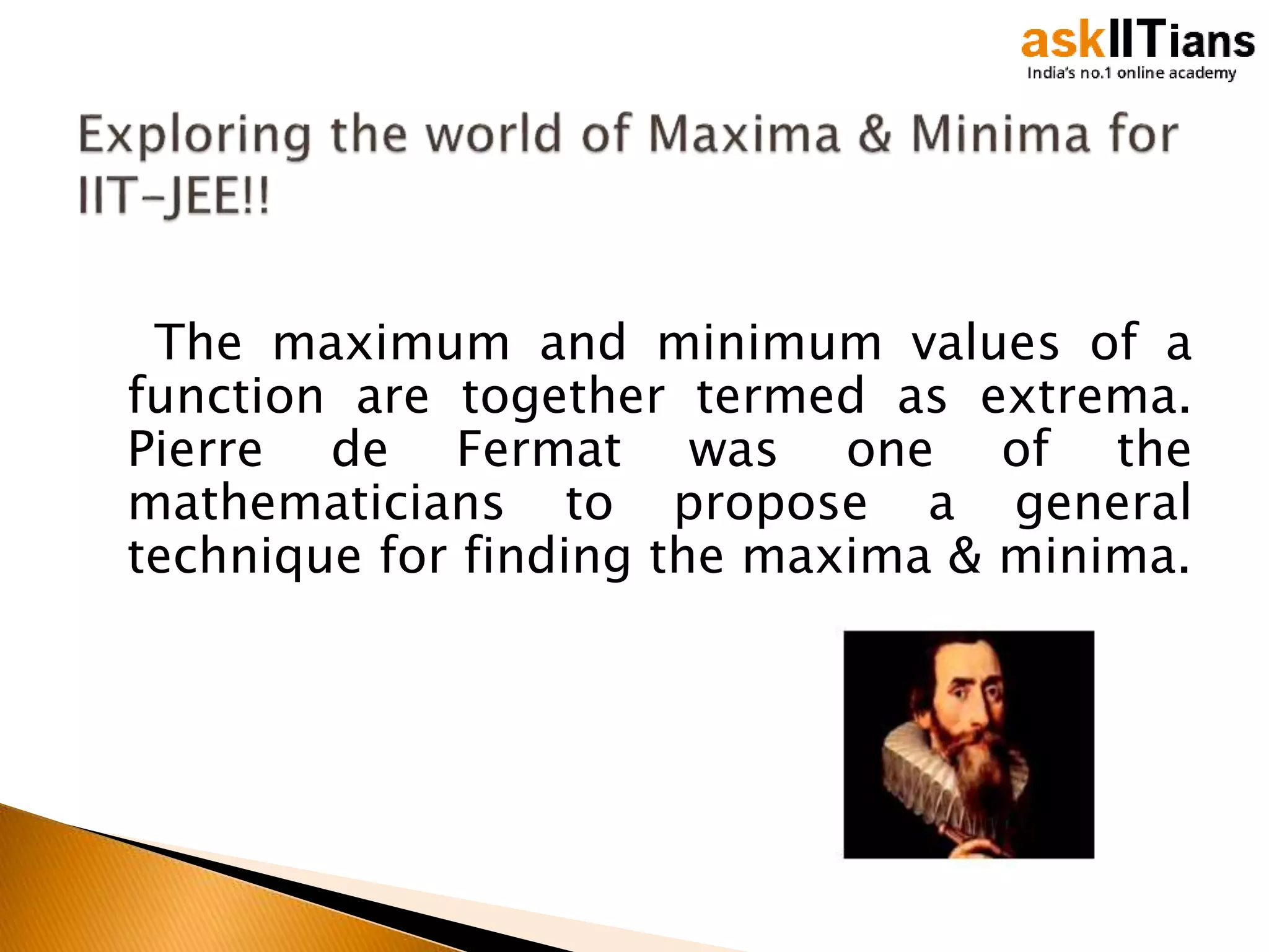 Maxima & Minima for IIT JEE | askIITians | PPTX