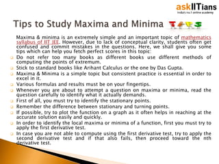 Maxima & Minima for IIT JEE | askIITians | PPTX