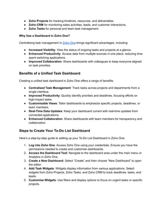 Maximising Productivity with Zoho One's To-Do List Dashboard | PDF