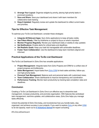 Maximising Productivity with Zoho One's To-Do List Dashboard | PDF