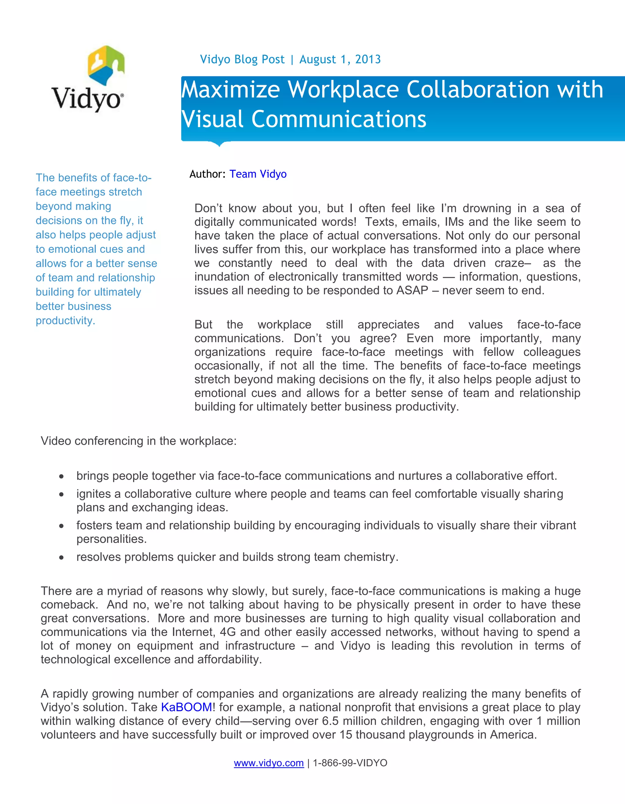 Maximize Workplace Collaboration with Visual Communications | PDF