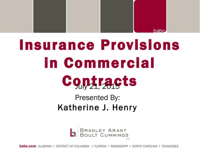Insurance Provisions in Commercial Contracts | PPT