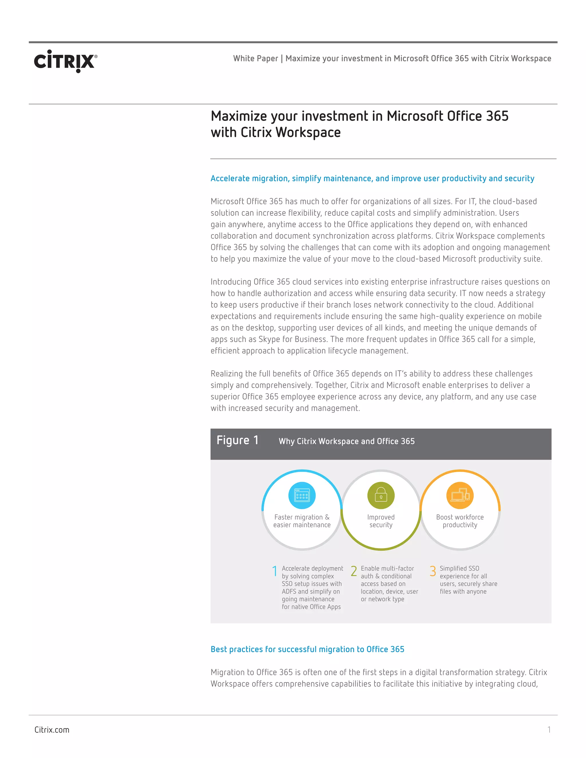 Maximize your Investment in Microsoft Office 365 with Citrix Workspace ...