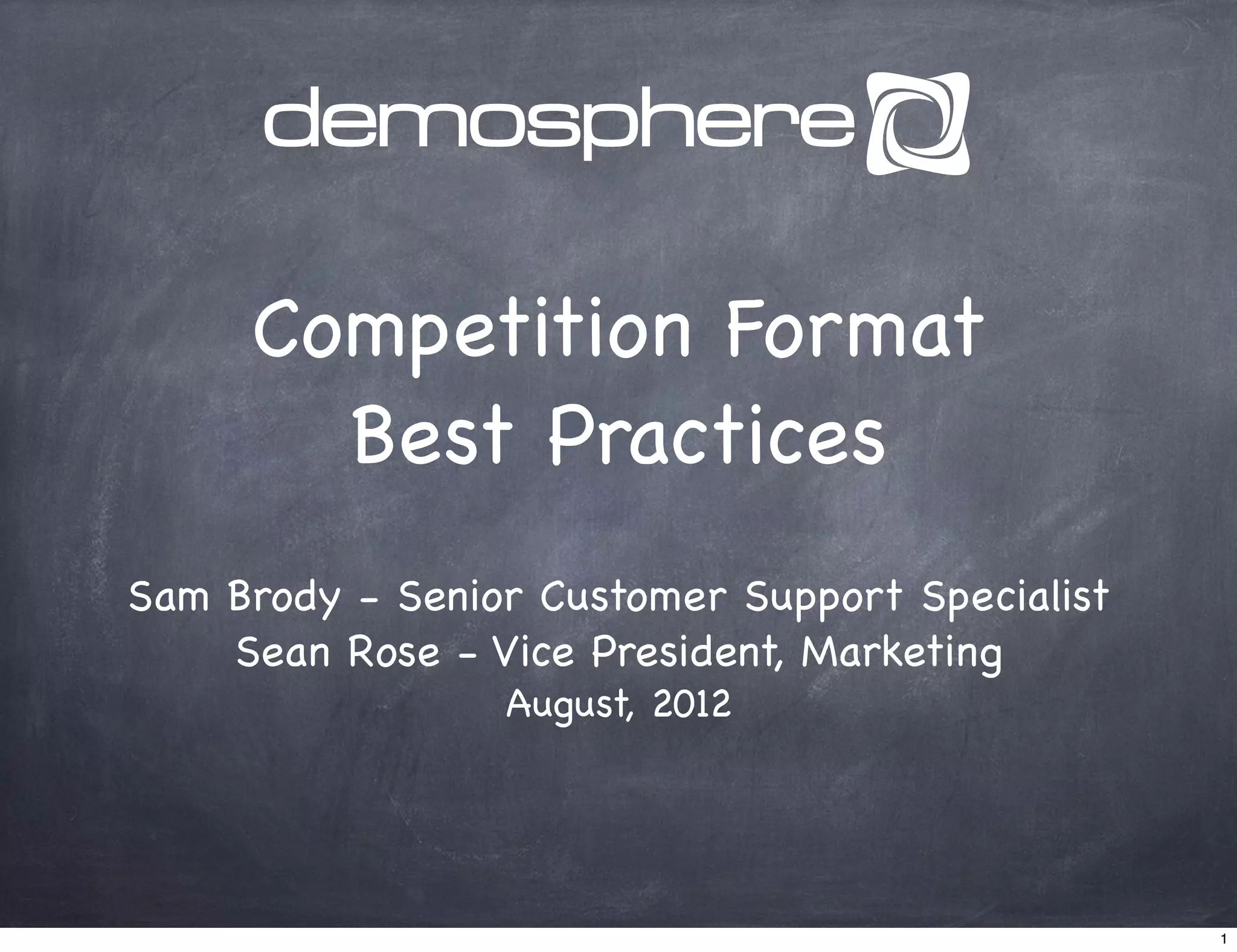 Competition Format Best Practices | Maximize Demosphere XLI | PDF