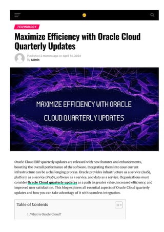 Maximize Efficiency with Oracle Cloud Quarterly Updates.pdf | Cloud ...