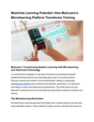 Maximize Learning Potential_ How MaxLearn's Microlearning Platform Transforms Training.pdf