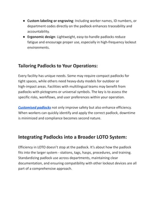 Maximize LOTO Efficiency with Lockout Padlocks Tailored to Your Needs | PDF