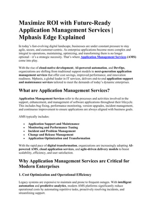 Maximize ROI with Future-Ready Application Management Services | Mphasis Edge Explained | PDF