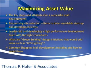 Shopping Mall Development & Management - Maximizing Asset Value ...