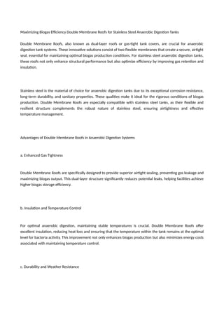 Maximizing Biogas Efficiency Double Membrane Roofs for Stainless Steel ...