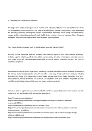 Maximizing Biogas Efficiency Double Membrane Roofs for Stainless Steel ...