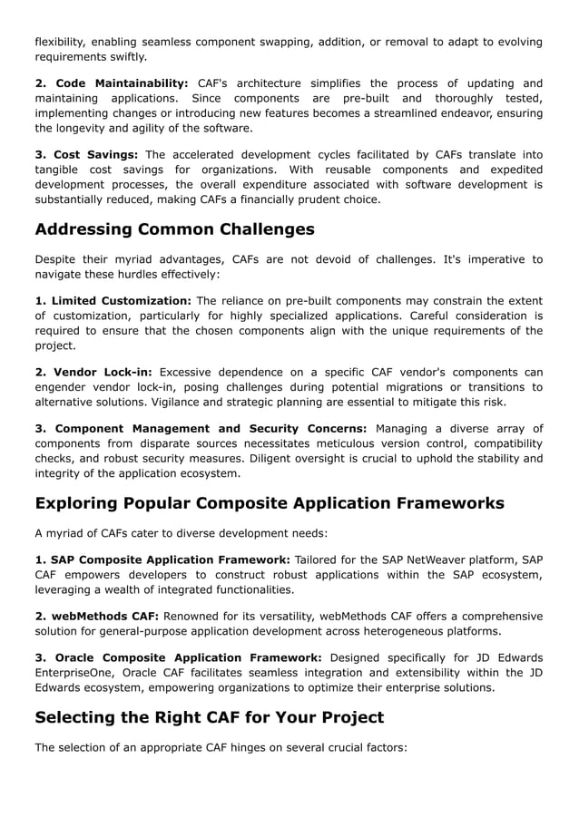 Maximizing Development Efficiency with Composite Application Framework | PDF