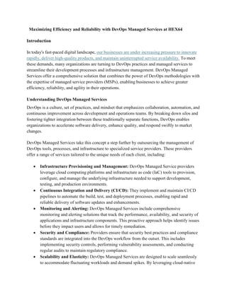 Maximizing Efficiency and Reliability with DevOps Managed Services at ...