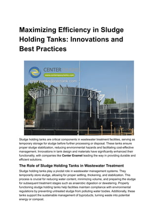 Maximizing Efficiency in Sludge Holding Tanks_ Innovations and Best Practices.docx