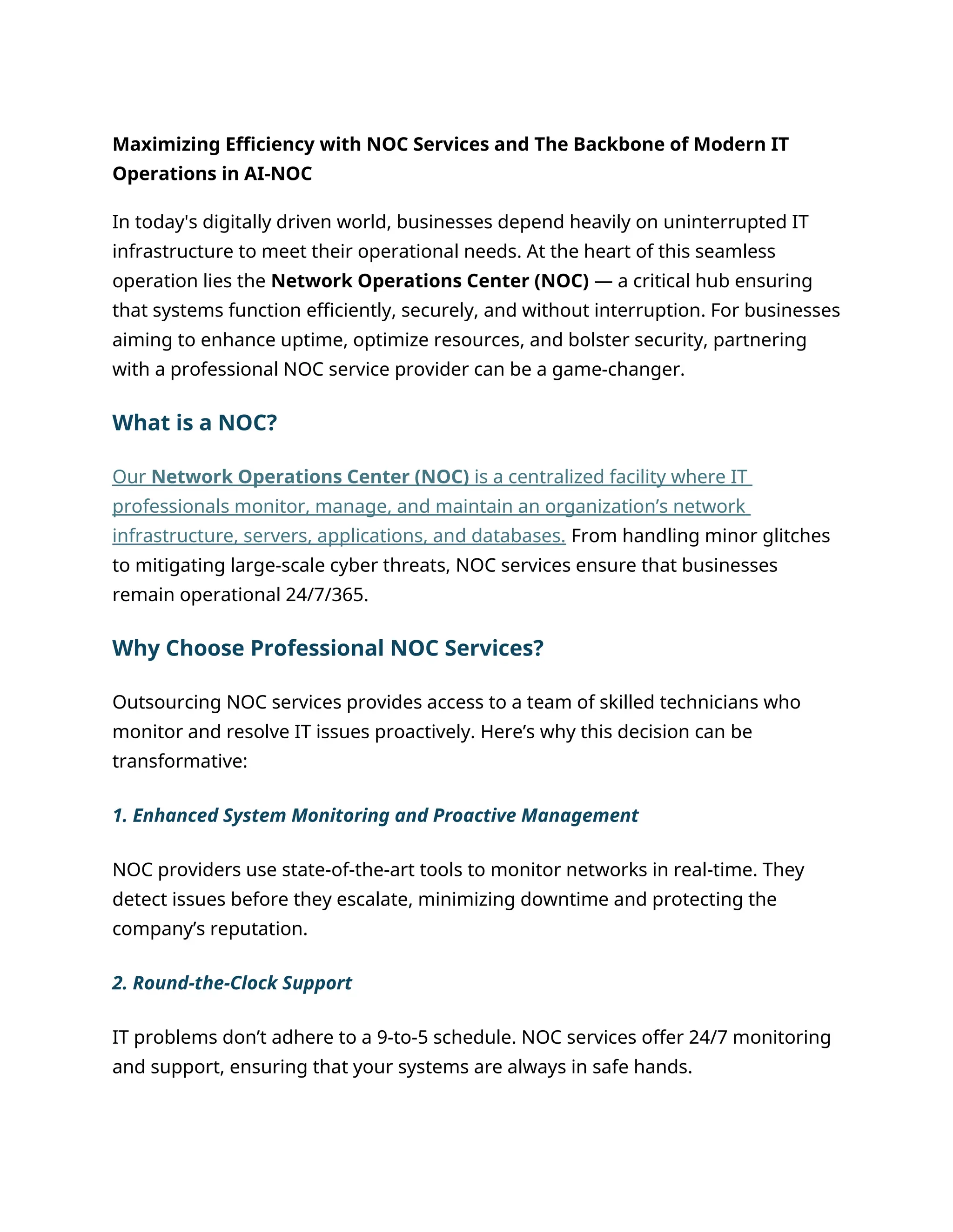 Maximizing Efficiency with NOC Services and The Backbone of Modern IT ...