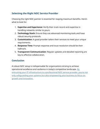 Maximizing Efficiency with NOC Services and The Backbone of Modern IT ...