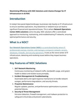 Maximizing Efficiency with NOC Solutions and A Game-Changer for IT Infrastructure in AI-NOC.docx