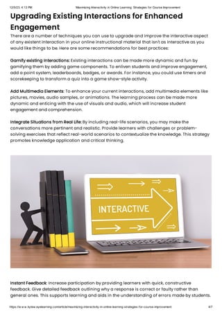 Maximizing Interactivity in Online Learning_ Strategies for Course ...