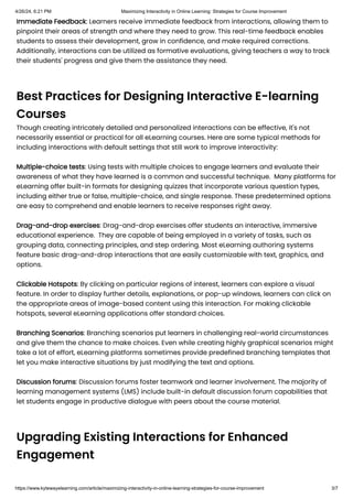Maximizing Interactivity in Online Learning_ Strategies for Course Improvement | PDF