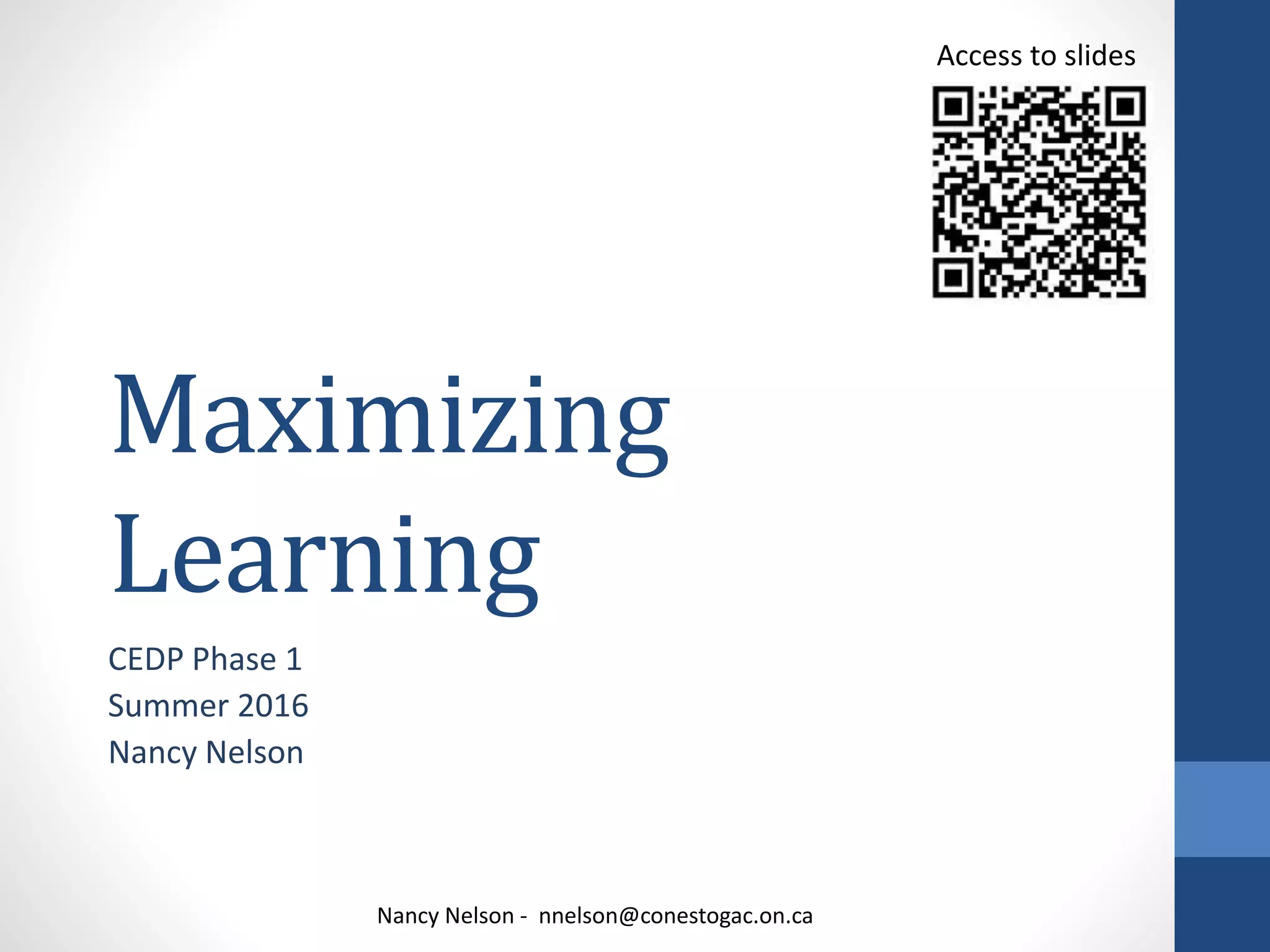 Maximizing learning for all learners 2016 | PPTX