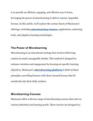 Maximizing Learning with MaxLearn’s Microlearning Platform.pdf | Free Download
