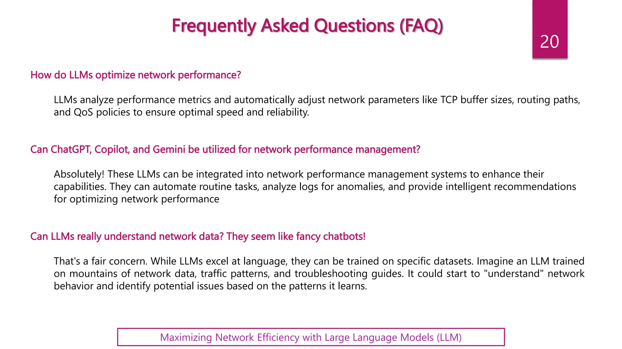 Maximizing Network Efficiency With Large Language Models Llm Ppt