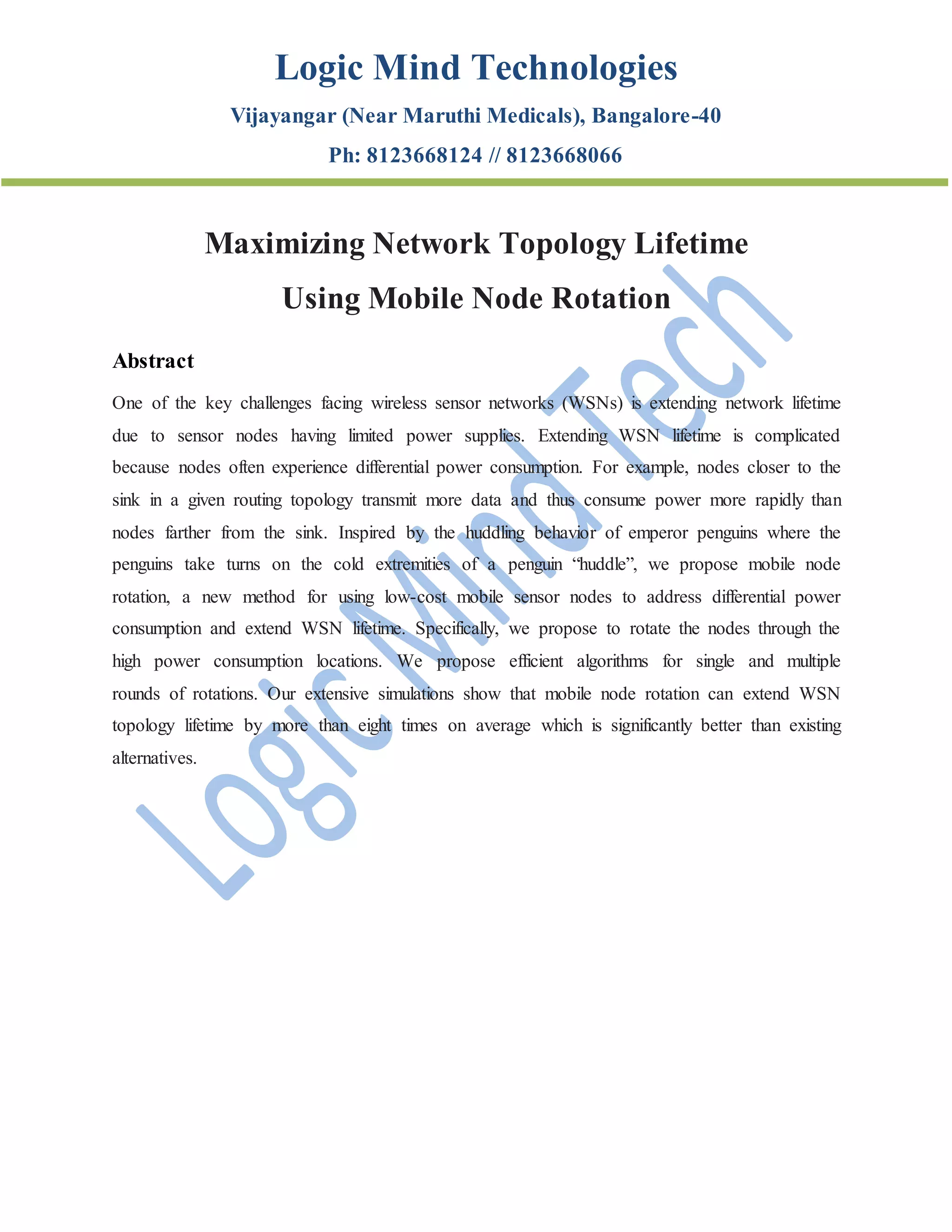 Maximizing network topology lifetime using mobile node rotation | DOCX