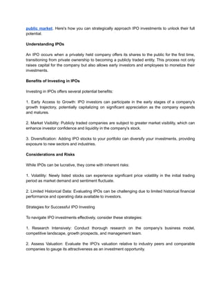 Maximizing Opportunities_ The Strategic Approach to IPO Investments by John Lowry Spartan ...