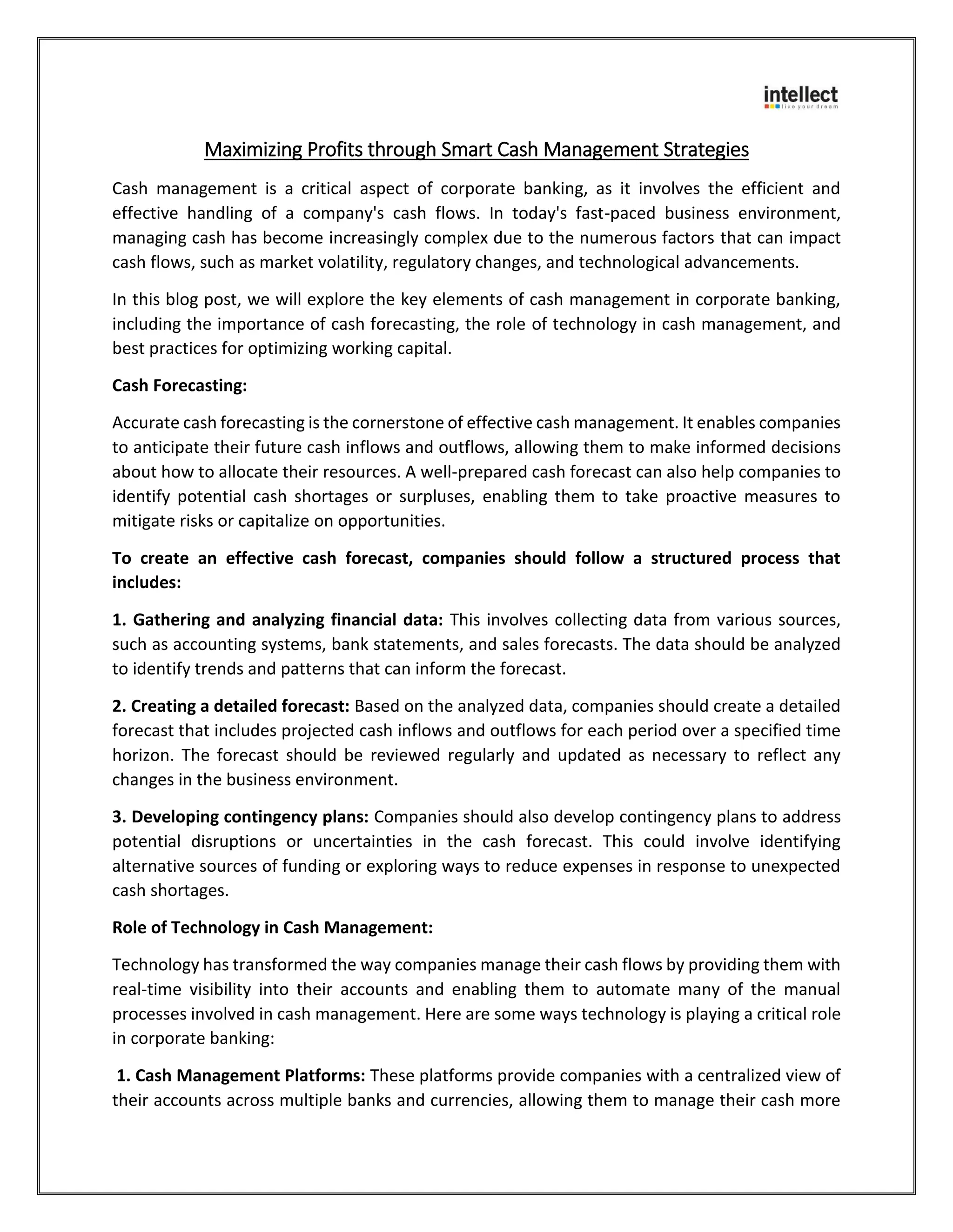 Maximizing Profits through Smart Cash Management Strategies | PDF