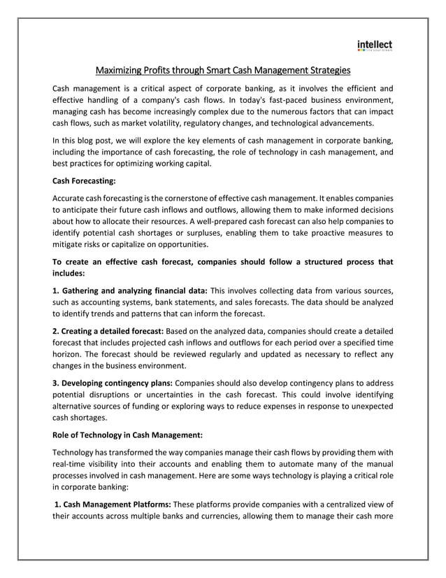 Maximizing Profits through Smart Cash Management Strategies | PDF | Free Download