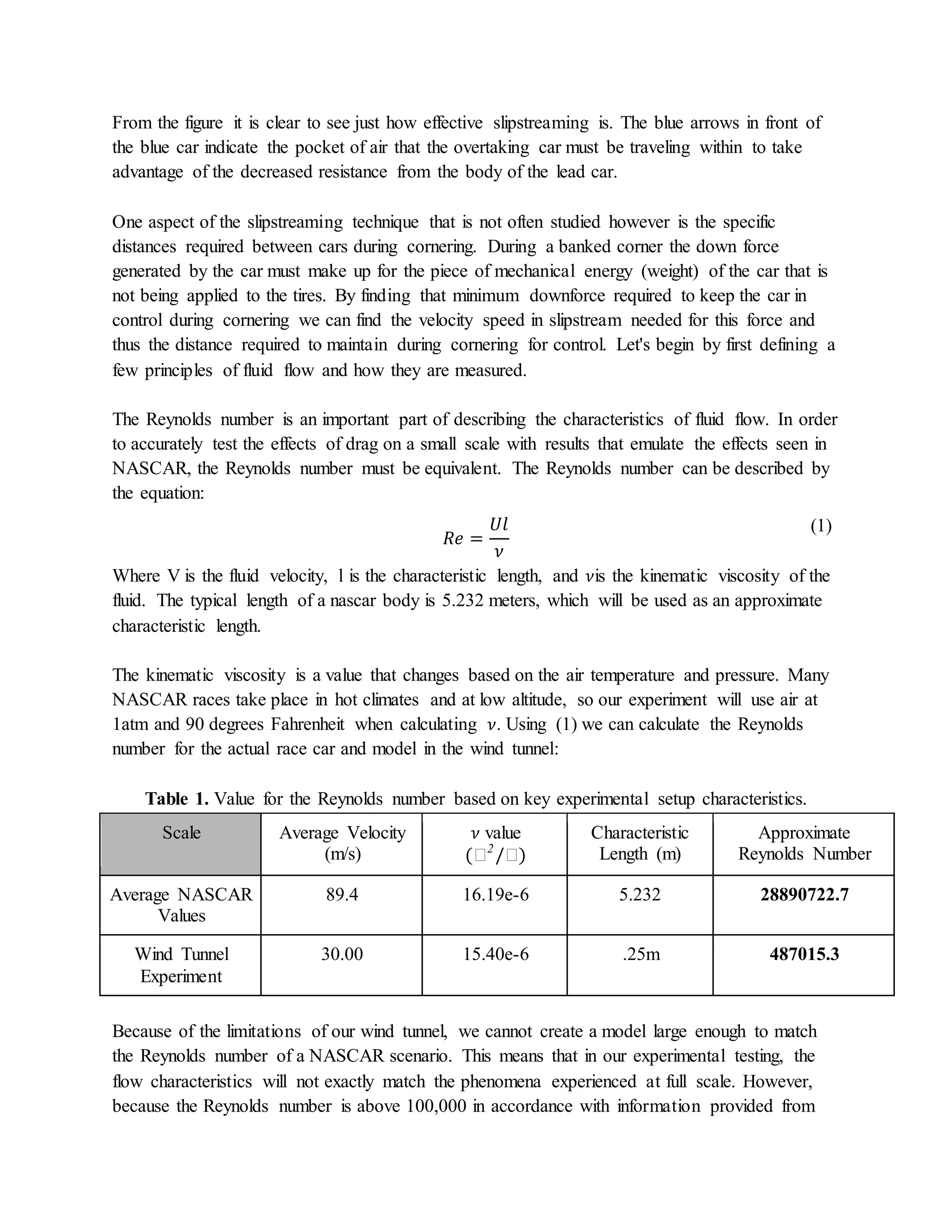 NASCAR Slip Stream Characterization | DOCX | Auto Racing | Sports