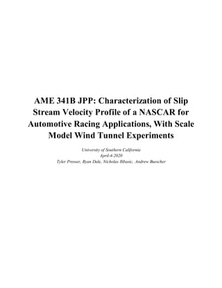 NASCAR Slip Stream Characterization | DOCX | Auto Racing | Sports