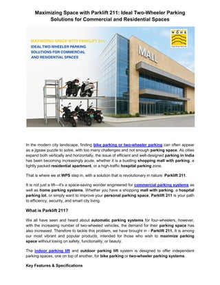 Maximizing Space with Parklift 211 Ideal Two-Wheeler Parking Solutions ...