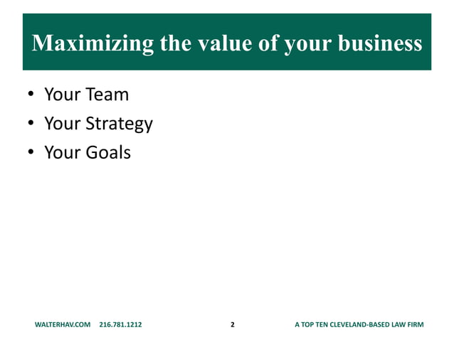 Maximizing the Value of Your Business | PPT