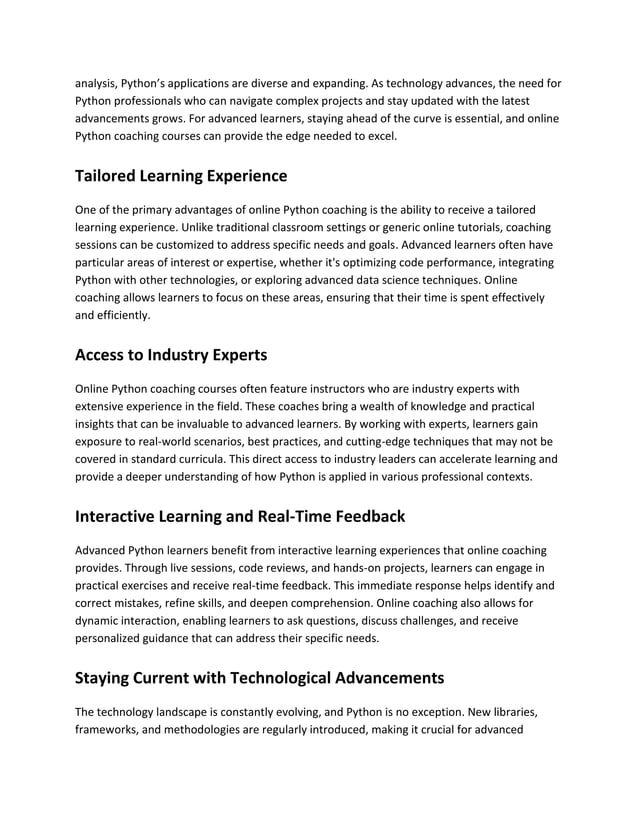 Maximizing Your Python Mastery: Why Advanced Learners Benefit from ...