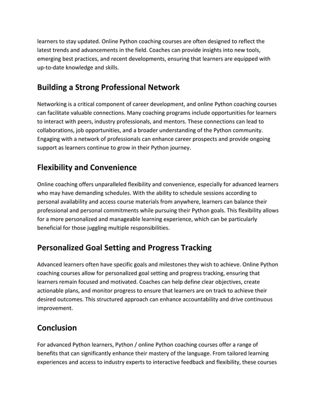 Maximizing Your Python Mastery: Why Advanced Learners Benefit from ...