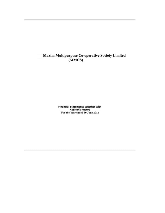 Financial Statement Maxim Multipurpose Co Operative Society Limited Pdf