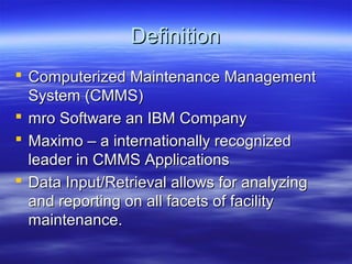 Maximo overview | PPS