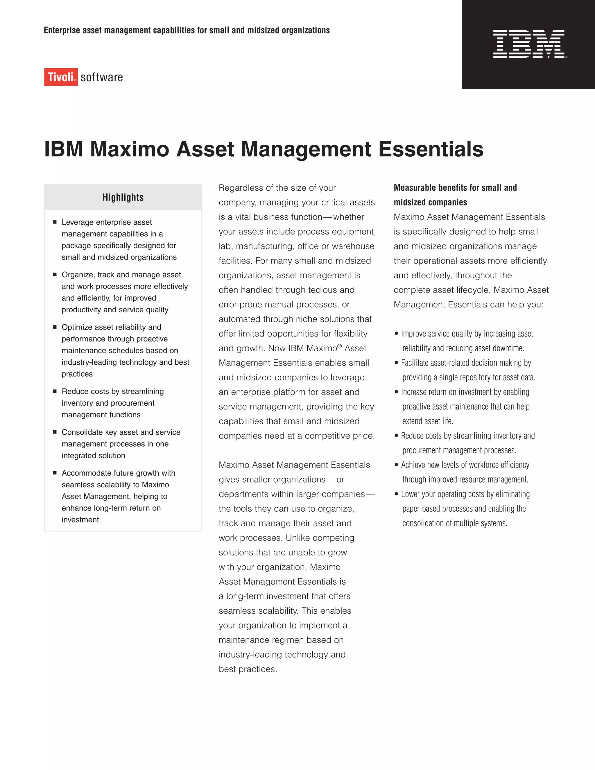 Maximo asset mngmnt_essentials | PDF