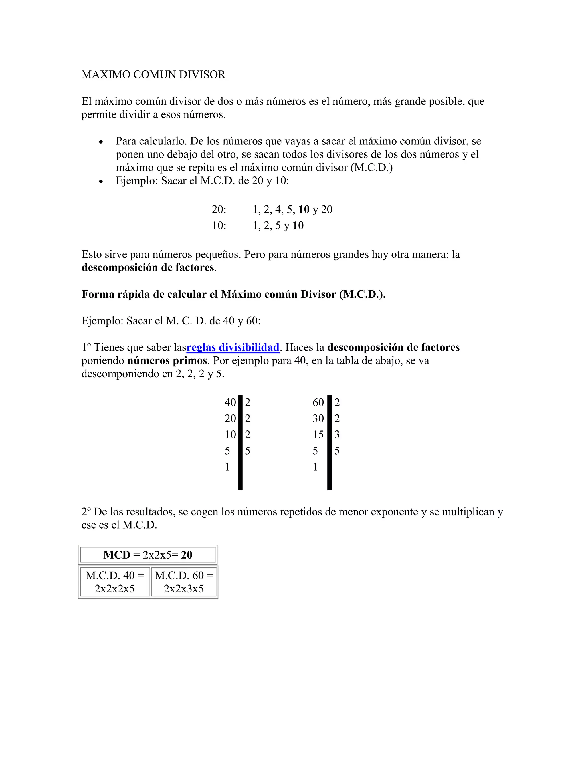 Maximo comun divisor | PDF