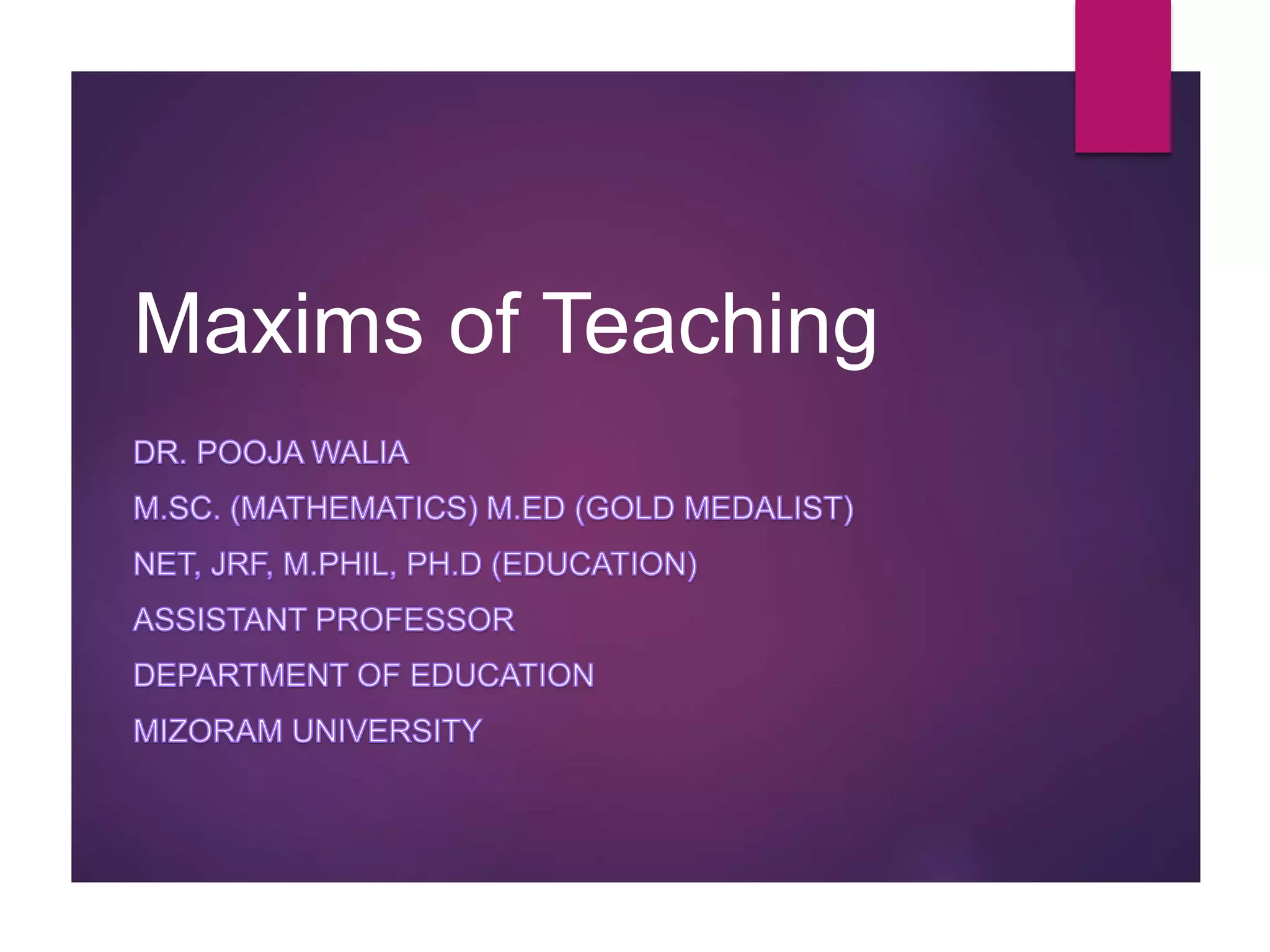 Maxim of teaching | PPTX