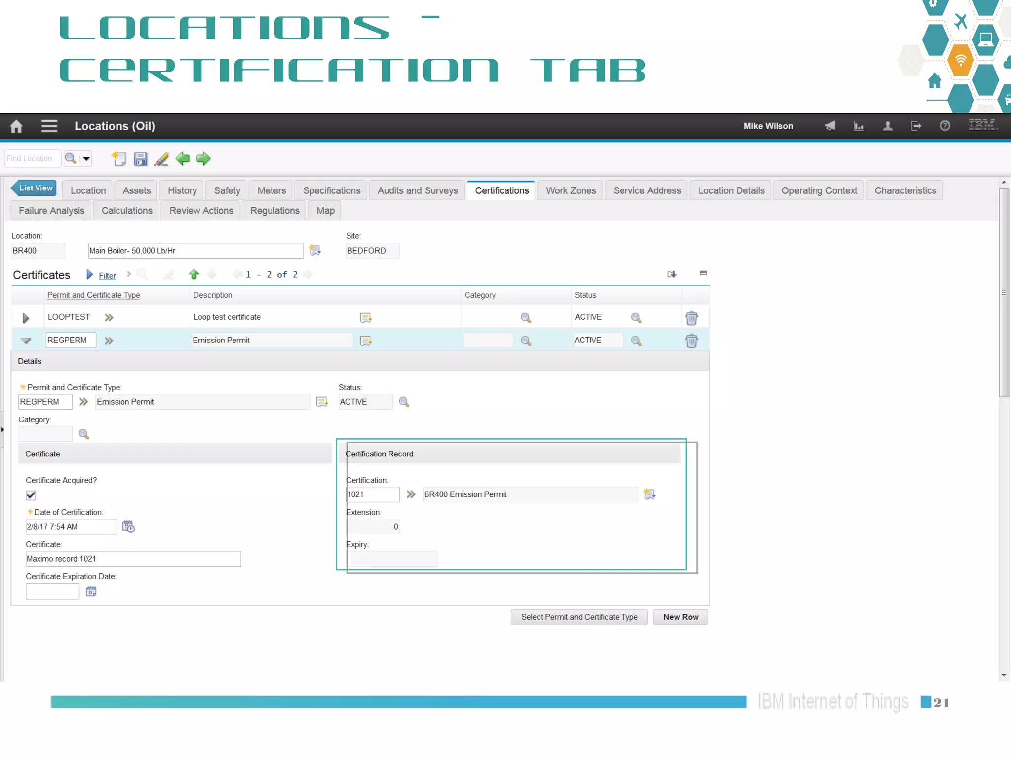 Maximo Oil and Gas 7.6.1 HSE: Certifications Overview | PPT