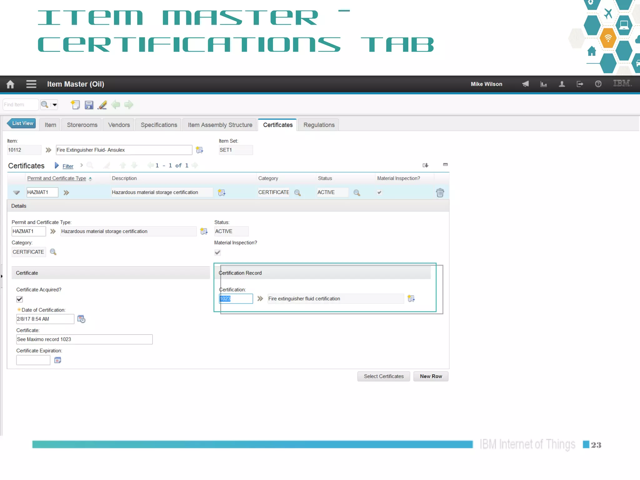 Maximo Oil and Gas 7.6.1 HSE: Certifications Overview | PPT