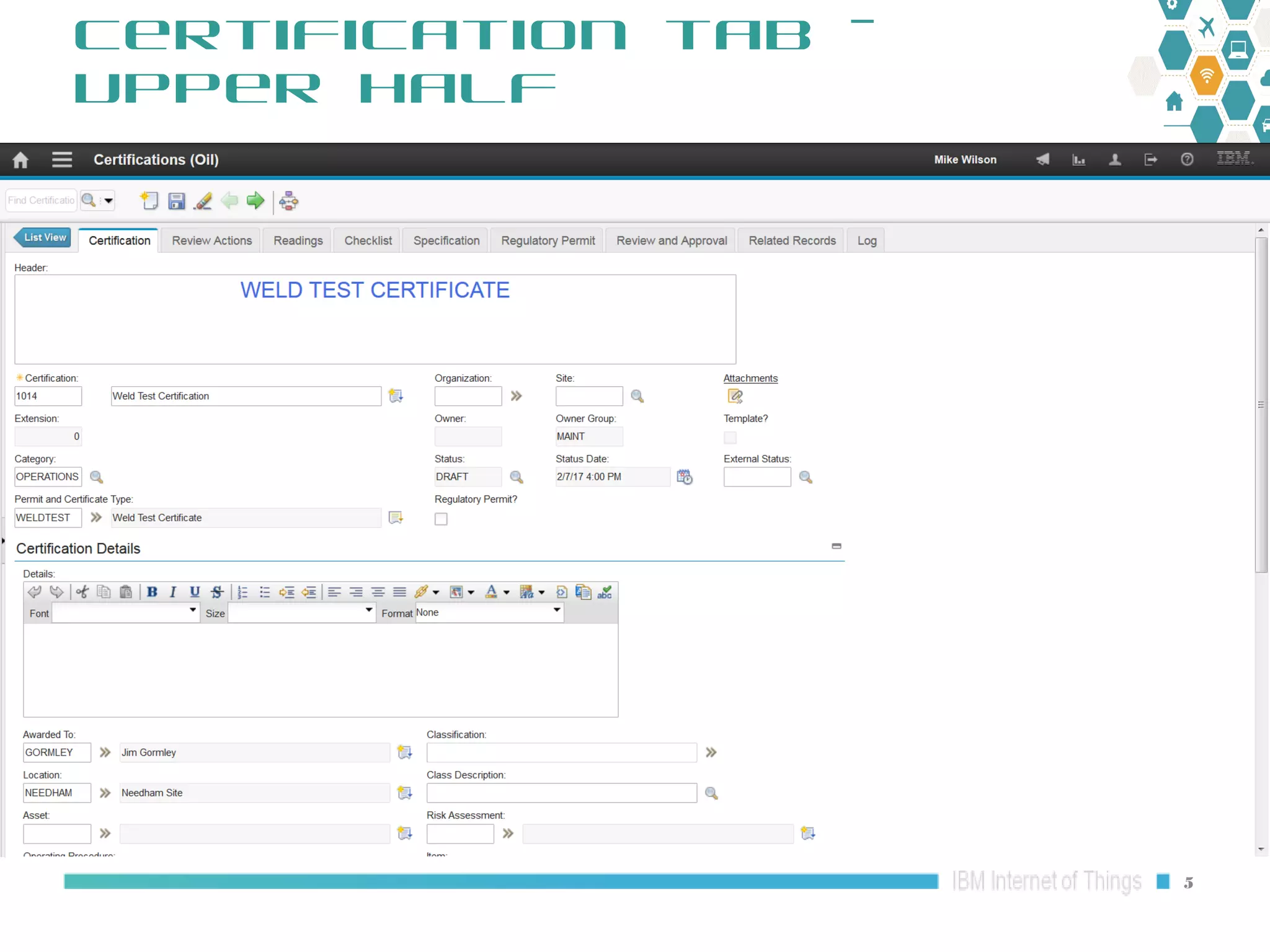 Maximo Oil and Gas 7.6.1 HSE: Certifications Overview | PPT