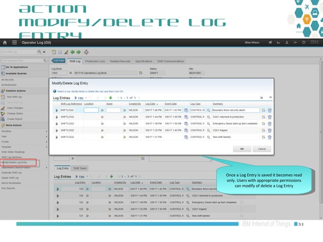 Maximo Oil and Gas 7.6.1 HSE: Operator Log overview | PPT | Technology & Computing