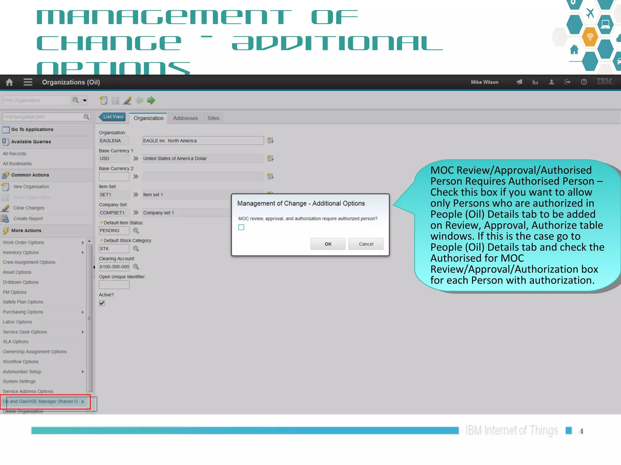 Maximo Oil and Gas 7.6.1 HSE: Change Module options | PPT